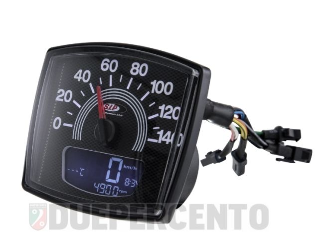 Contachilometri e contagiri SIP 2.0 fondo carbon look 14.000rpm per Vespa 50 Special